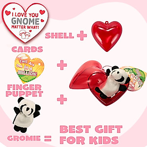 JOYIN 28 Packs Valentines Day Prefilled Hearts with Plush Animal Finger Puppet and Valentins Card for Kids Valentine Classroom Exchange, Valentine Party Favors, Gift Exchange, Game Prizes