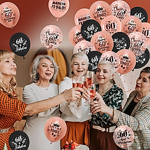 60th Birthday Decorations for Women, 40pcs Rose Gold Theme Party Decorations, Rose Gold Latex Balloons and Confetti Balloons, Happy 60th Birthday Party Anniversary Supplies for Her