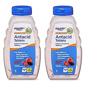Ultra Strength Antacid Assorted Berries Chewable Tablets, 1000 mg, 72 Count, Pack of 2