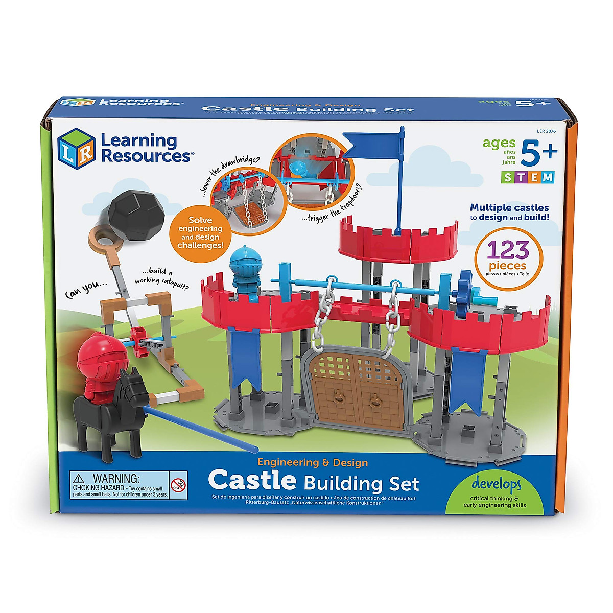 Learning Resources Engineering & Design Castle Set, STEM, Critical Thinking, Problem Solving, and Early Engineering Skills Toy, 123 Pieces, Ages 5+