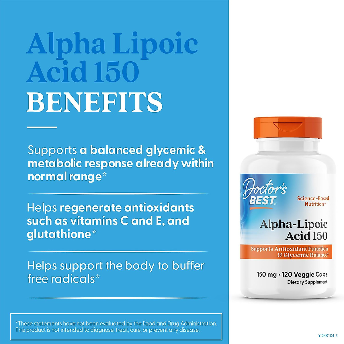 Doctor's Best Alpha-Lipoic Acid 150, Helps Support Glucose Metabolism and Regenerate Antioxidants* Non-GMO, Gluten Free, Vegan, Soy Free, 150mg, 120 Veggie Caps