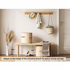 Vailando Shoe Organizer for Closet - Cylindrical Shoe Storage Organizer with Adjustable Dividers for Closet, Foldable, Beige, 1-Pack