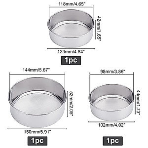 OLYCRAFT 3Pcs 201 Stainless Steel Lab Sieves #40 Mesh Wire Mesh Sieves 4"/4.8"/6" diameter Economy Test Sieves for Science Laboratories