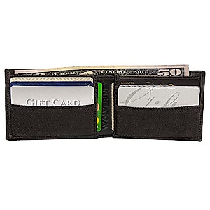 WOLVERINE Men's RFID Blocking Rugged Front Pocket Wallet (Avail in Cotton, Canvas/Leather-Black/Grey, One Size