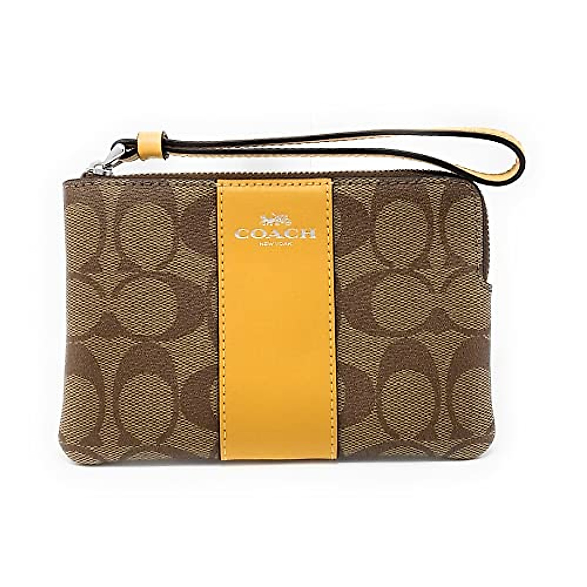 Coach Women's Corner Zip Wristlet In Signature Canvas (Khaki - Honeycomb)