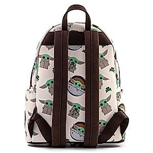 Loungefly Star Wars The Mandalorian Baby Yoda Grogu AOP Womens Double Strap Shoulder Bag Purse