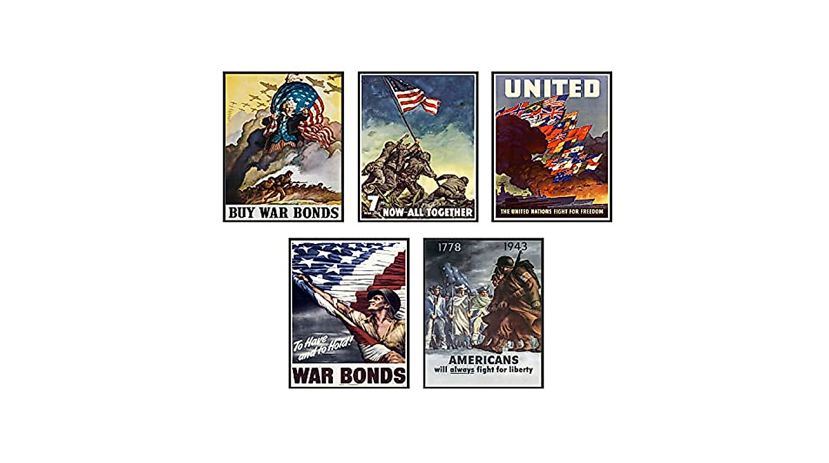 WW2 Propaganda Posters Set of 5 - Vintage Wall Art for Collectors