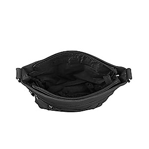 Roma Leathers Multi Pocket Body Purse - Deep Main Compartment, Adjustable Shoulder Strap - Black