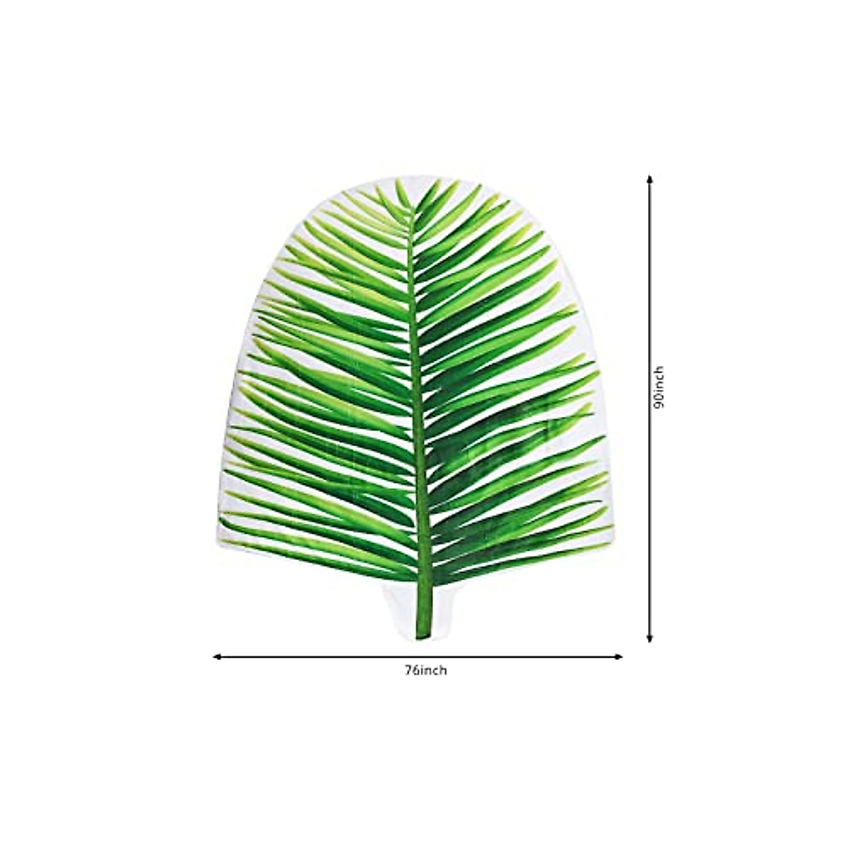 Giant Serene Palm Leaf Blanket - Large Leaf Shaped Blanket 90''x76'' Soft Plush Plant Shaped Throw Blanket Palm Leaf Blanket Shape Design Decorative for Couch Sofa Or Bed, White, Green