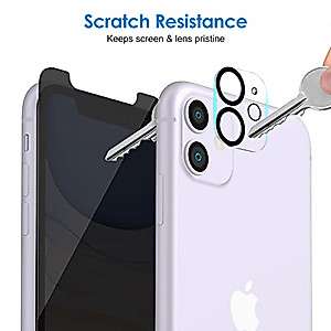 JETech Privacy Screen Protector for iPhone 11 6.1-Inch with Camera Lens Protector, Anti Spy Tempered Glass Film, 2-Pack Each