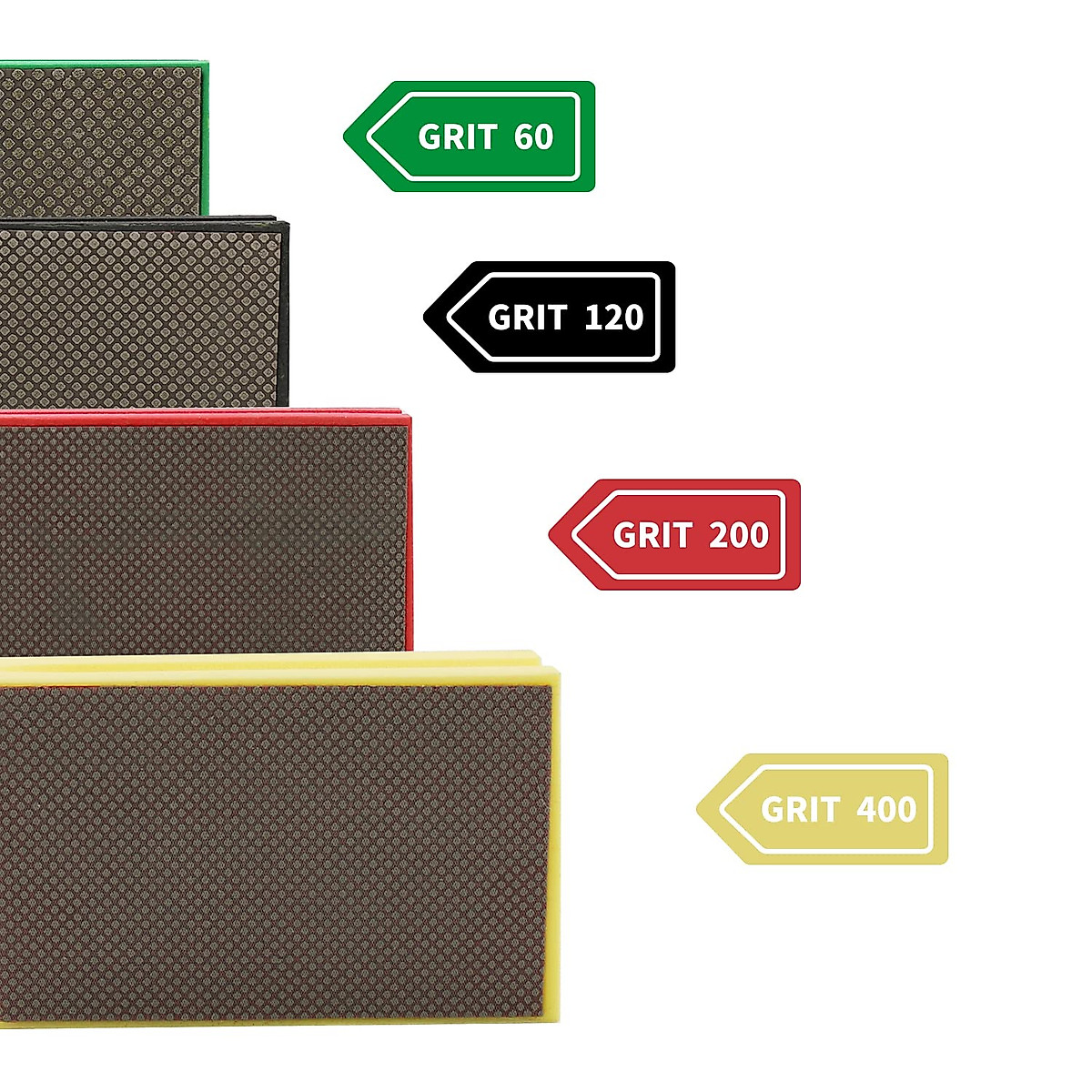 BSRTTOOL 4PCS Diamond Hand Polishing Pads Sanding Blocks Foam Backing for Tile Stone Marble Concrete Ceramics Granite Glass Wet Dry (4PCS)