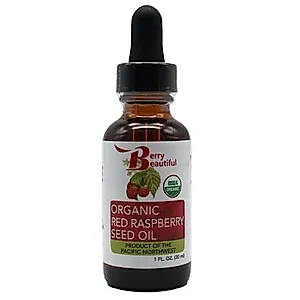 Berry Beautiful Certified Organic Red Raspberry Seed Oil - Cold-pressed from US grown raspberries (1 fl oz)