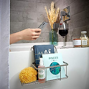 iDesign 23825EU Everett Drill Bathroom Storage, Small Metal Hanging Tray, Bath Caddy for Soap, Cosmetics, Books, Tablet and Phone, Matte Silver, 30.7 cm x 26 cm x 17 cm