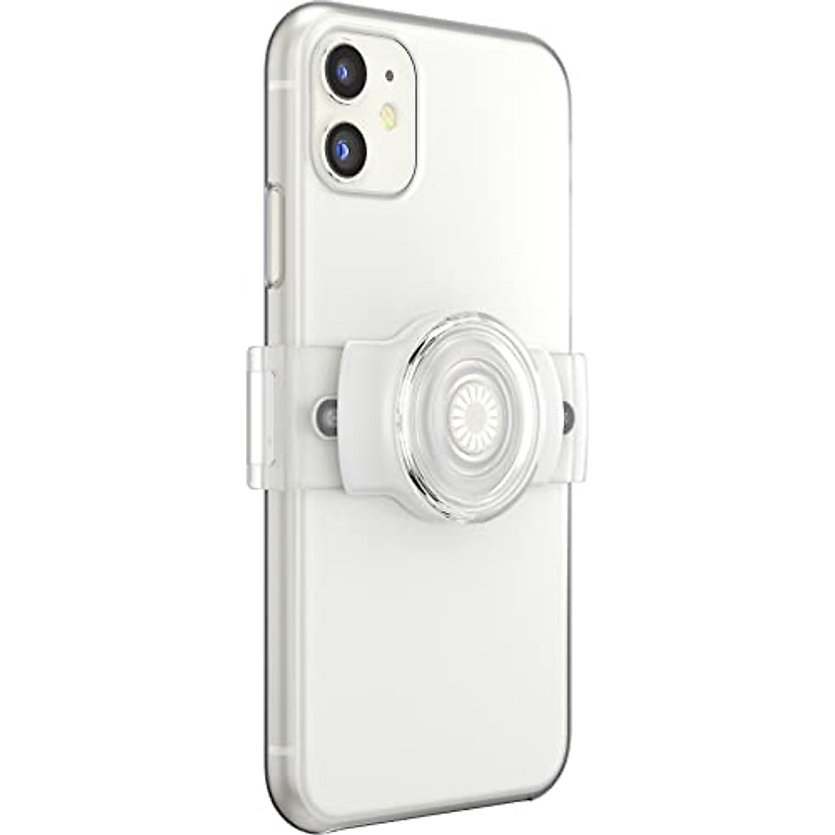 PopSockets: Phone Grip Slide for Phones and Cases, Sliding Phone Grip with Expanding Kickstand, Square Edges - White and Clear