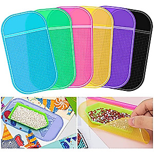 6 Pieces Anti-Slip Tools Sticky Mat for Diamond Painting, 5.6 x 3.3 Inch Non-Slip Universal Gel Pad for 5D Diamond Painting Accessories for Kids or Adults