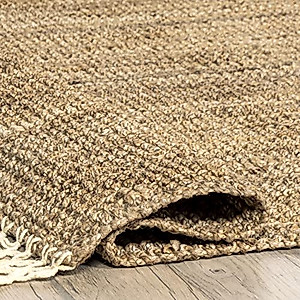 nuLOOM Raleigh Farmhouse Jute Tasseled Area Rug, 10x14, Natural