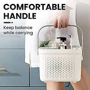 TAILI Portable Shower Caddy Basket Tote, Plastic Shower Basket with Handle, Dorm Room Essentials Toiletry Caddy for Dorm College Bathroom Cleaning Camping, Grey