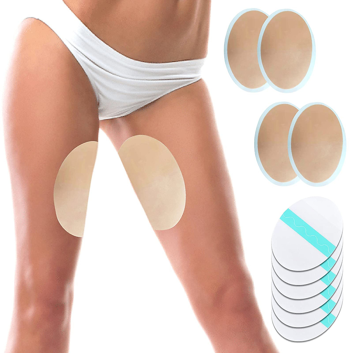 WOLAIYE Thigh Inner Anti-Chafing Sticker, Self-Adhesive Wear-Resistant Disposable Body Anti-Friction Pads, Transparent Ultra-Thin Invisible Patch,10PCS