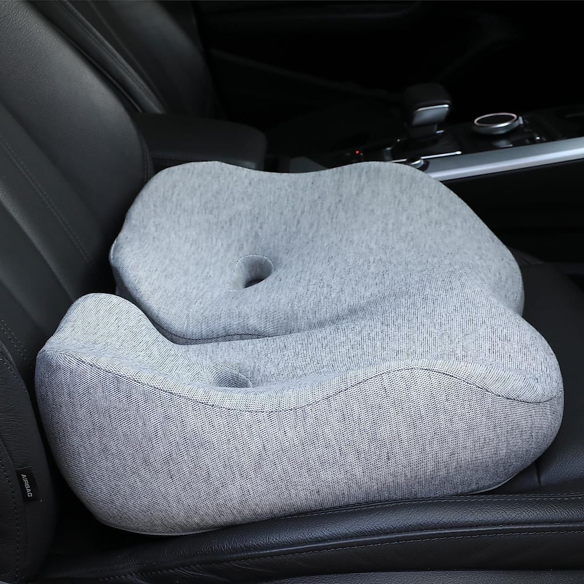 Homuno Office Chair Cushion, Extra Large Memory Foam Seat Cushion for Office Chair Pressure Relief Sciatica & Tailbone Pain Relief for Long Sitting, for Gaming Chair and Car Seat (Grey)