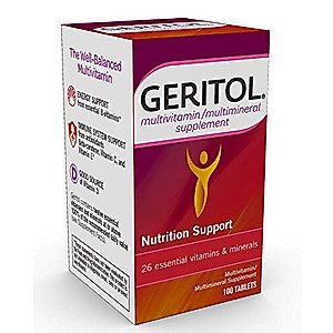 Geritol Multi-Vitamin Nutritional Support Tablets, Balance of 26 Essential Vitamins and Minerals, 100 Count (Pack of 2)