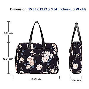 MOSISO Laptop Tote Bag Compatible with MacBook Air 15 M2 A2941 2023/Pro 16 2023-2019 M2 A2780 M1 A2485 A2141, 15-15.6 inch Notebook, Camellia Travel Work Briefcase with Front Pocket & PU Handle, Black