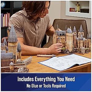 4D Build, Harry Potter Deluxe Hogwarts Castle with Astronomy Tower & Great Hall Over 2ft. Wide Model Kit 384 Pcs | 3D Puzzles for Adults & Teens 12+