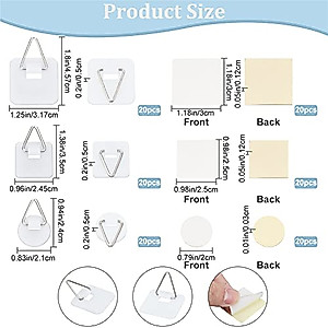 CRASPIRE 60 Pack Invisible Adhesive Plate Hanger Set Vertical Plate Holders for The Wall 3 Shape Square Round Adhesive Hanger Hooks for Plate Pictures Wall Art Decor