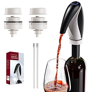 KIEKRO 2 in 1 Electric Wine Aerator, Rechargeable Wine Dispenser Pump, Electric Wine Dispenser, One-touch wine pourer, Suitable for Families, Travel, Parties, Bars,etc (Black)