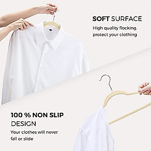 HOUSE DAY Premium Velvet Hangers 50 Pack, Non-Slip Flocked Felt Hangers, Sturdy Clothes Hangers Heavy Duty Coat Hangers & Suit Hangers, Durable Slim Beige Hangers for Closet Space Saving