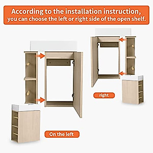 SZUBEE 16" Bathroom Cabinet Vanity with Ceramic Basin and Soft Close Doors, Plain Light Oak