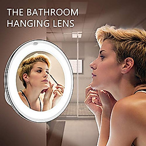 Vimdiff 10X Magnifying Makeup Mirror with Lights, Portable Hand Cosmetic Magnification Lighted Makeup Mirror for Home Tabletop Bathroom Shower and Travel