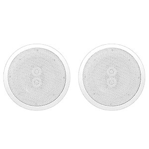 Pyle 6.5 Inch 300W Dual Channel 8 Ohm Home Audio in Ceiling Marine Grade Waterproof Speaker with 60Hz to 22kHz Frequency Response (2 Pack)