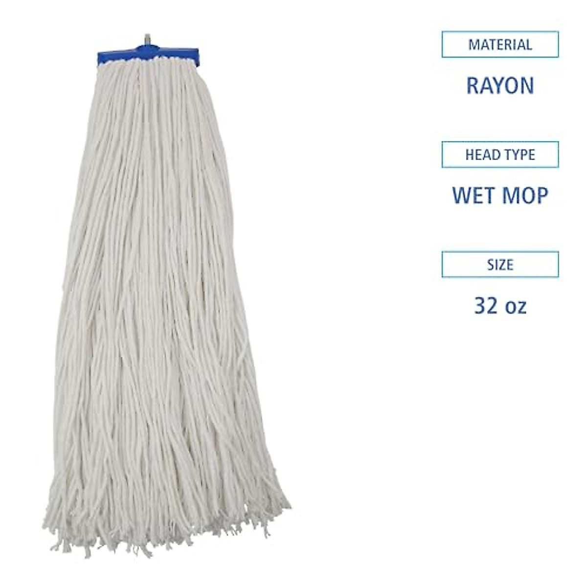 Boardwalk BWK732R 32 oz. Economical Lie-Flat Rayon Fiber Mop Head - White (12/Carton)