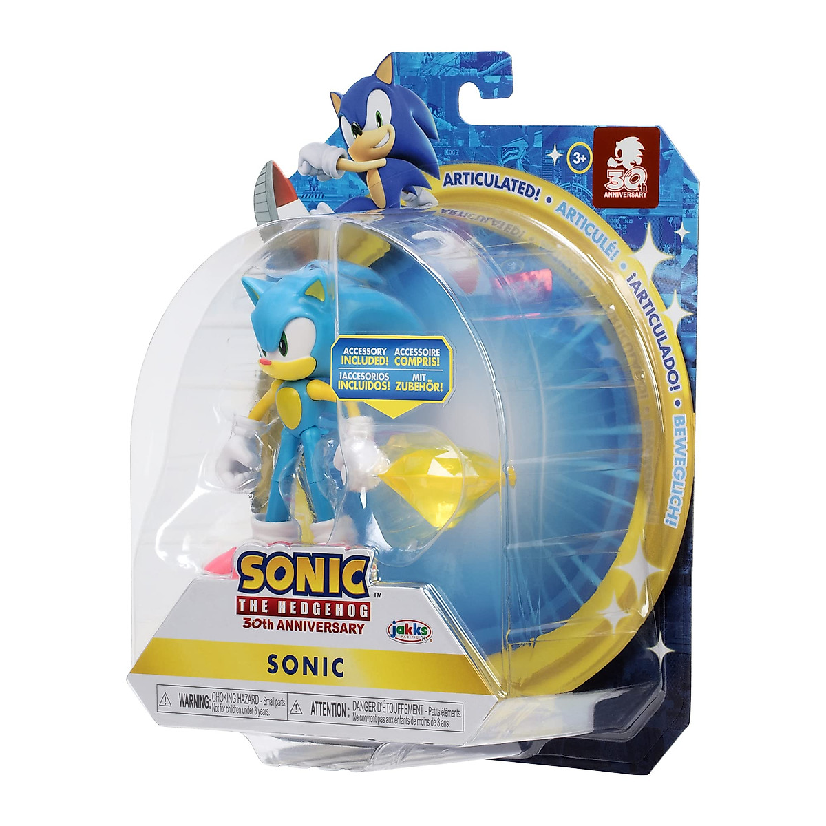 Sonic The Hedgehog 4-Inch Action Figure Modern Sonic with Yellow Chaos Emerald Collectible Toy