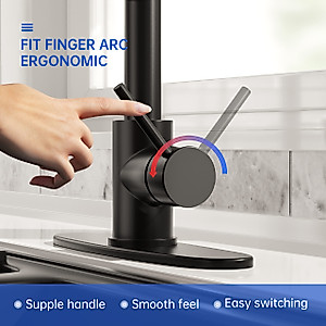 IBOFYY Black Kitchen Faucets Single Handle Commercial Kitchen Sink Faucet with Multifunctional Pull-Down Spout for Farmhouse RV Bar with 3 Hole Deck (Matte Black)