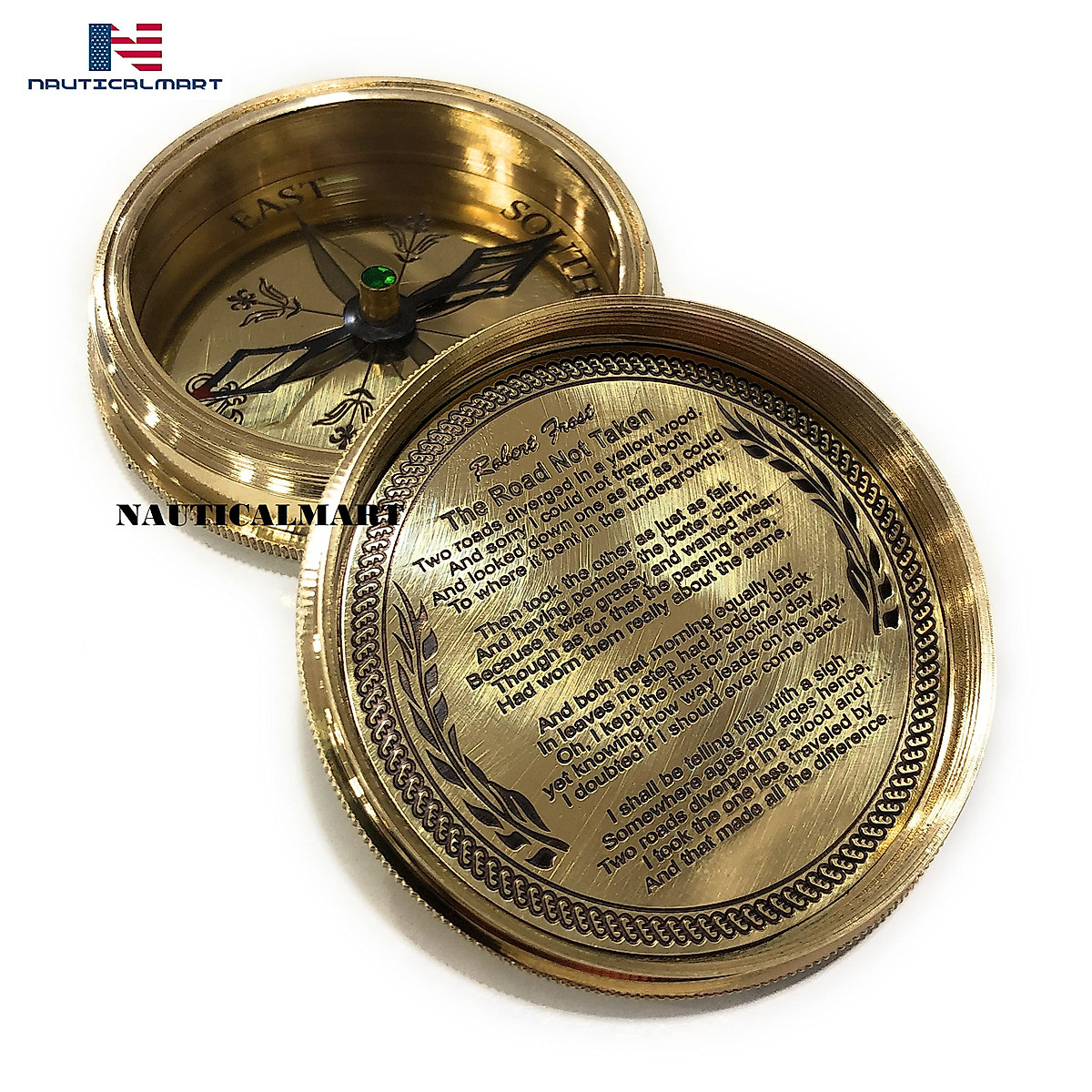 NauticalMart Brass Compass I Carry Your Heart with Me Poem Compass with Mini Compass Combo Gift, Personalized Compass, Groomsmen Gifts, Wedding Gifts, Corporate Gift, Unique Gift