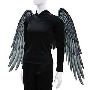 Himine Non-Woven Fabric Festive Party Angel Wings Suitable for Men and Women Decorative Wings (Black)
