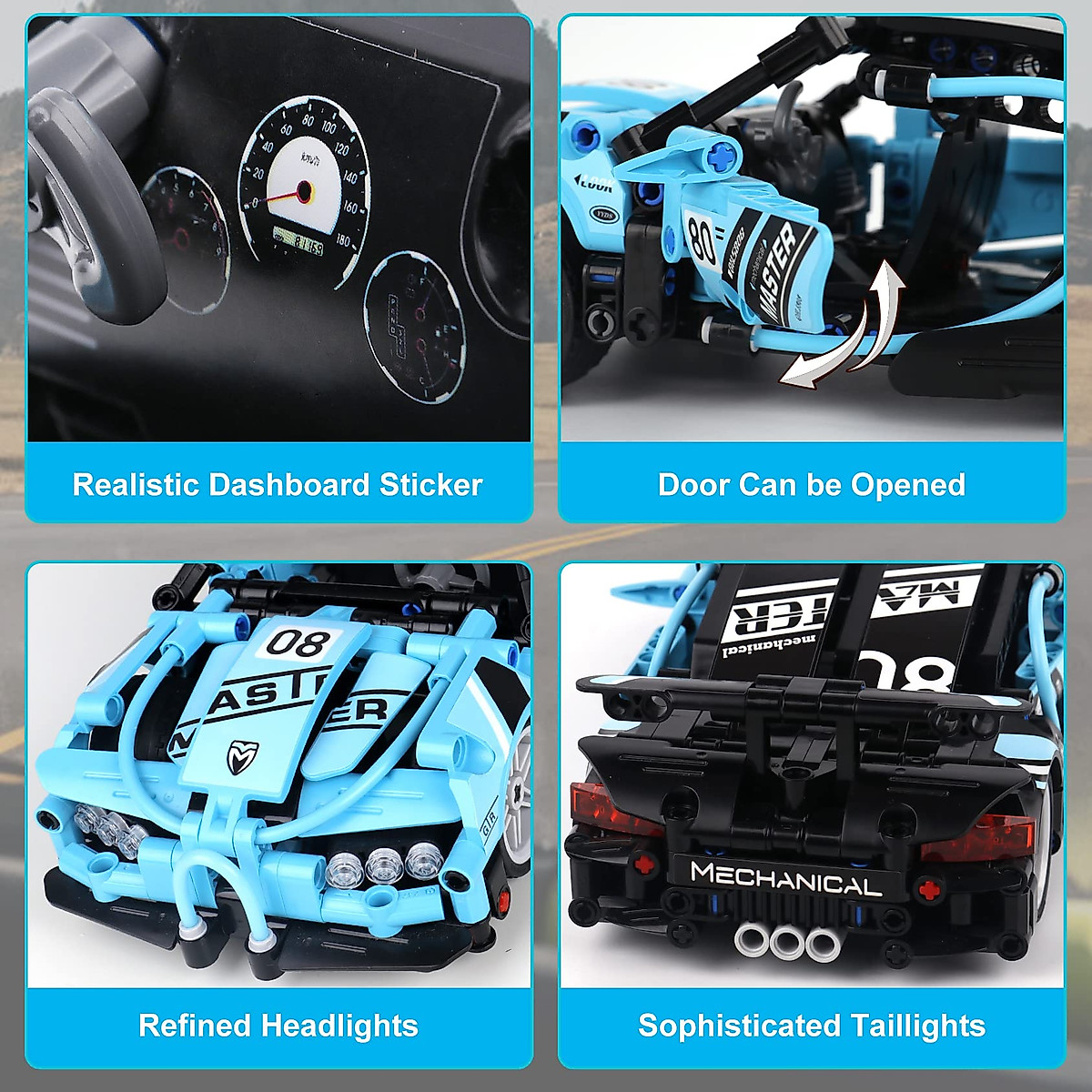 BIRANCO. Toy Car Model Building Kit - Race Car Building Set STEM Toy for Boys & Girls 8-14 Years Old, Build and Display a Popular Supercar with Pull Back. Gift Ideas for Kids Ages 6-12 (490 pcs)