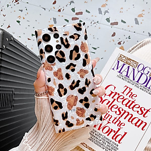 Jmltech Compatible with Samsung Galaxy S22 Ultra Case Silicone Slim Thin Protective Flower Leopard Animal Print for Women Girls Cute Phone Case for Samsung Galaxy S22 Ultra