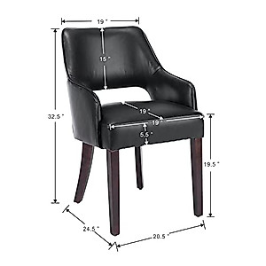 chairus Modern Dining Chairs Set of 6 PU Leather Living Room Chairs with Open Back and Wood Legs Comfy Upholstered Side Chair for Kitchen/Restaurant/Bedroom, Black