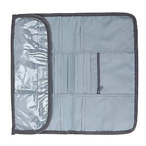 Knitting Needles Storage Bag, Portable Travel Crochet Hooks Organizer Rolling Knitting Needles Holder Case for Carrying Crochet Accessories(Gray)