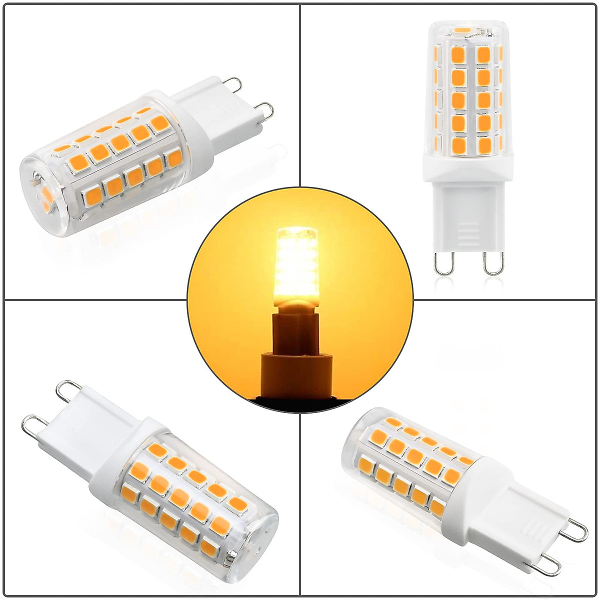 G9 LED Bulb Warm White Non-dimmable, 400Lumens 4W G9 Light Bulbs 40W Halogen G9 Bulb Equivalent,120V T4 Pin Base JC Type for Chandelier, 5 pack