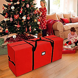 AerWo Christmas Tree Storage Bag Extra Large Christmas Storage Containers, Fits Up to 9 Ft Artificial Trees, Heavy-Duty Waterproof 600D Oxford Xmas Holiday Tree Storage Bag (65” x 31” x 15”, Red)