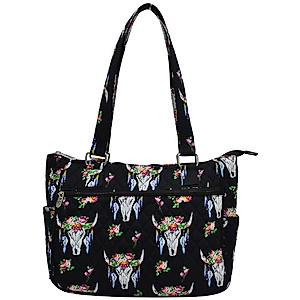 NGIL Quilted Cotton Shoulder Bag (Bull Skull Black)
