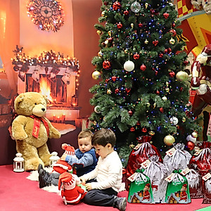 Christmas Gift Bags Assorted Sizes - 20PCS Drawstring Christmas Bags for Presents, Christmas Wrapping Bags Bulk, Plastic Xmas Favor Bags, 4 Designs (5 of Each) Extra Large/Big/Medium/Small Sizes