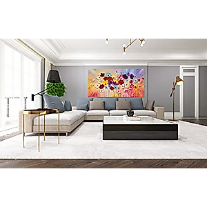 SYGALLERIER Colorful Floral Canvas Wall Art Hand Painted 3D Flower Artwork Frameds Modern Abstract Landscape Painting Textured Flower Pictures for Living Room Bedroom Bathroom Decor