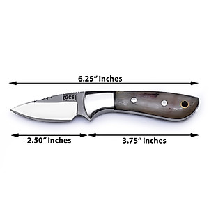 GCS Handmade D2 Tool Steel Tactical knife Hunting Knife CampKnife with leather sheath Full tang blade designed for Hunting & EDC GCS 235 (Horn Handle)