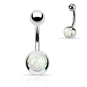 FIFTH CUE 14G Opal Glitter Set 316L Surgical Steel Belly Button Rings