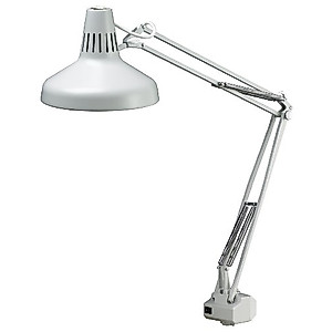 Luxo LC1AWT LC 22W Circline Fluorescent with 14W CFL Task Light, 45" Powder-Coated Arm with External Springs, Edge Clamp, White