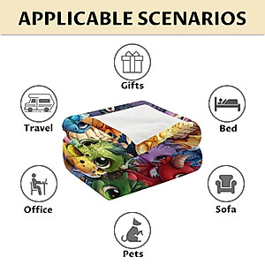 Dragon Blanket Gifts - 40x50 Inches Cute Throw Blanket for Kids, Boys & Girls - Colorful Soft Fuzzy Blankets for Couch, Sofa & Bed